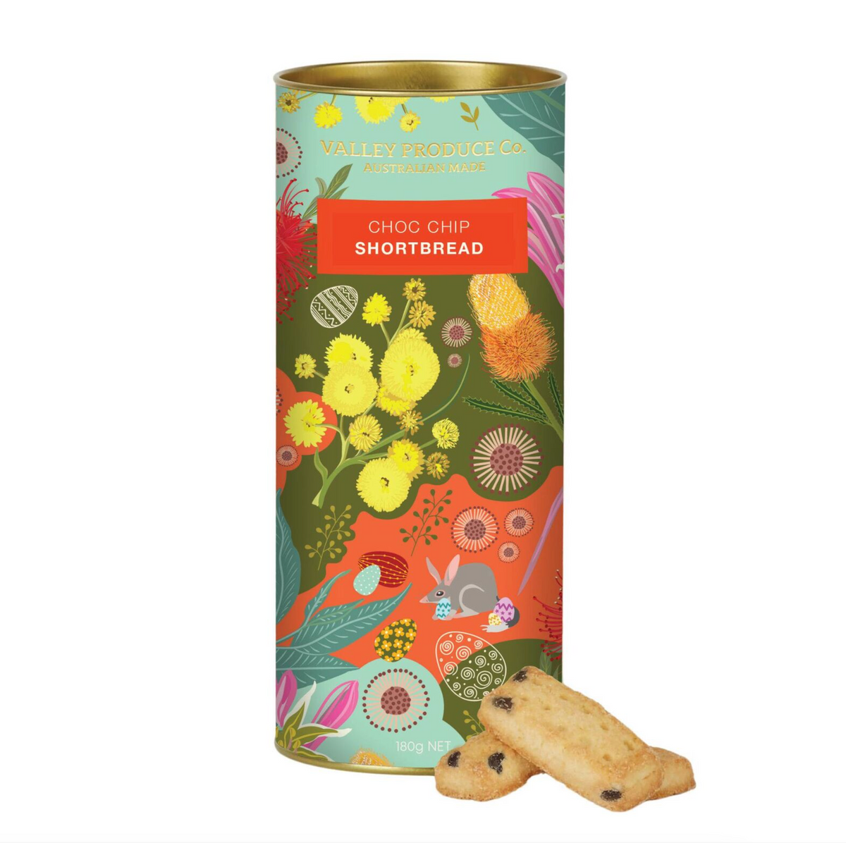 Vally Produce Company Choc Chip Shortbread Tube 180g – The Berry Tea Shop